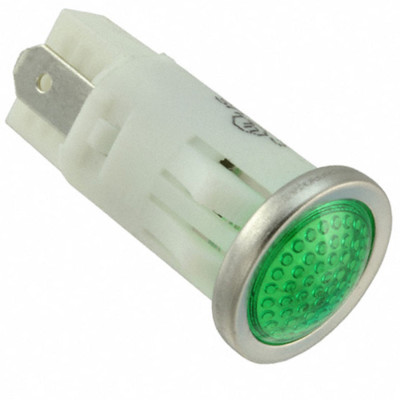 LED Panel Mount Indicator Green .500″ Semi Dome 12V Tab Terminals for sale