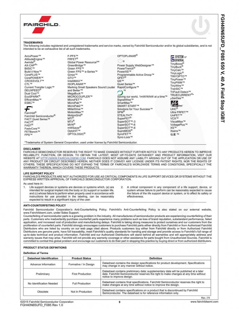 FGH40N65UFDTU-F085 datasheet page 10