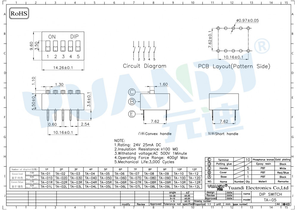 YUANDI TA-05 technical drawing