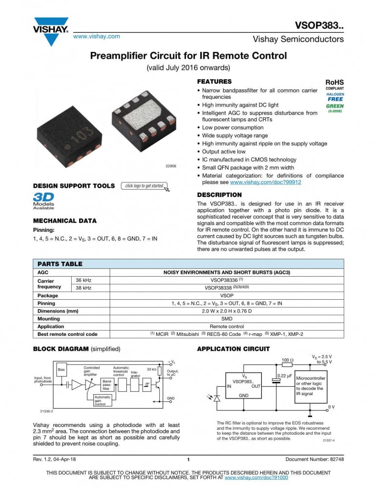 VSOP38338 datasheet page 1