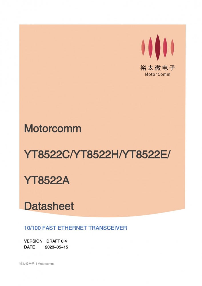YT8522C datasheet page 1