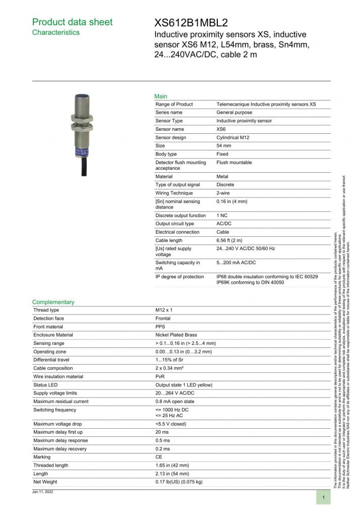 XS612B1MBL2 technical document page 1