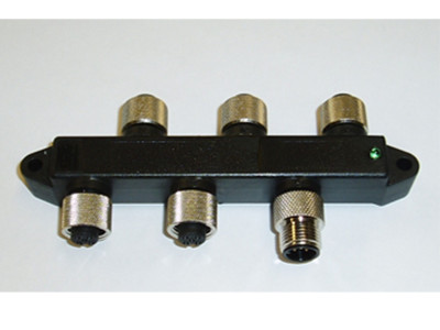 M12 Signal, A-Coded, MPIS M12 Passive Distribution Box, Side-Mount, 5 Poles, 6 Ports (5 Female/1 Male) for sale