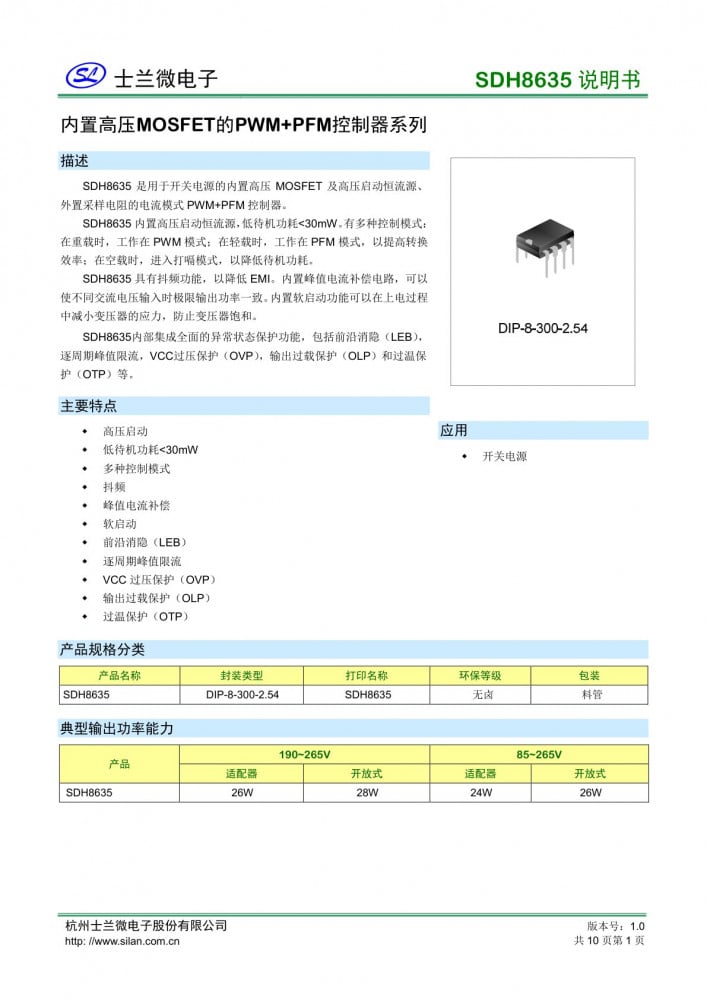 SDH8635 datasheet page 1