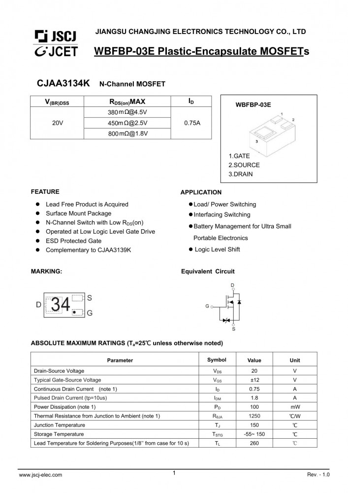 CJAA3134K datasheet page 1