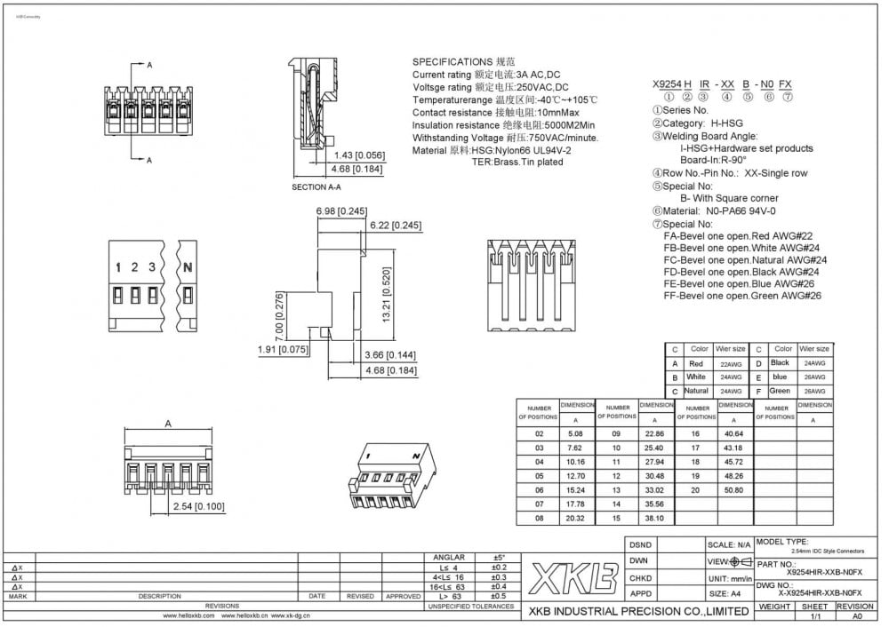 X9254HIR-08B-N0FB technical drawing page