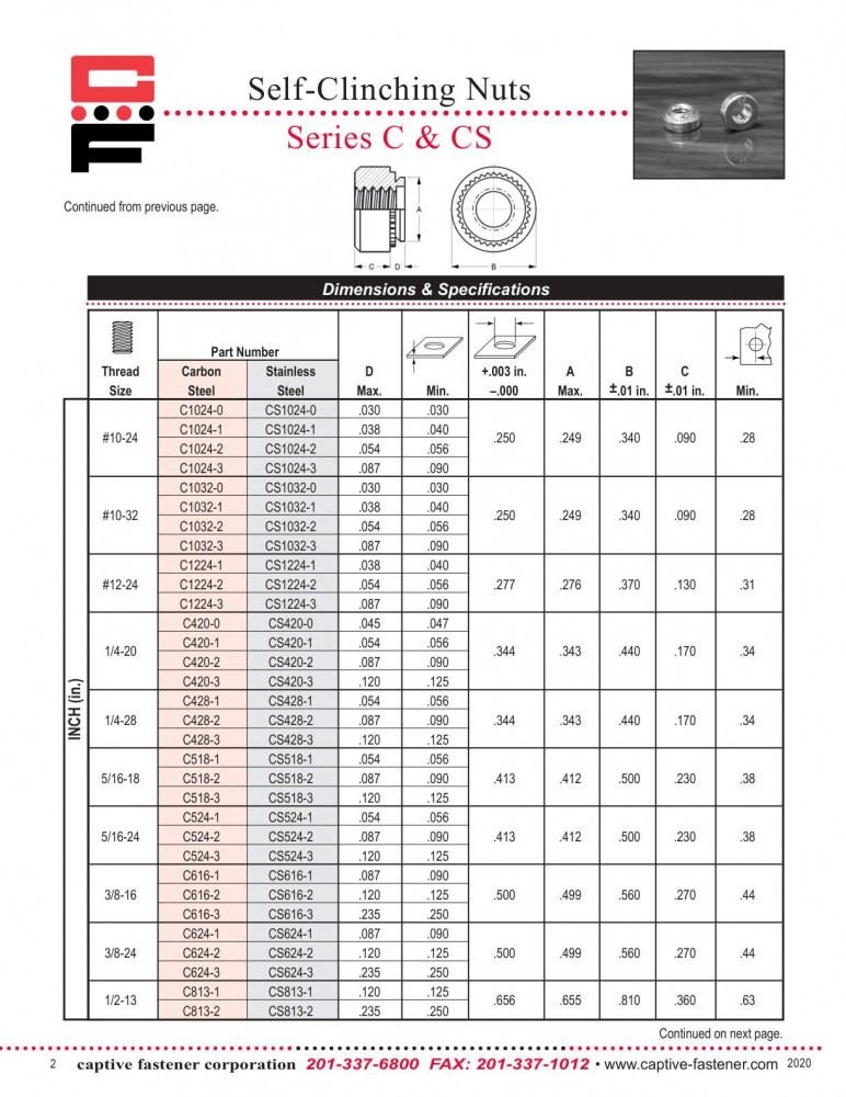 Captive Fastener Corporation catalog page 2