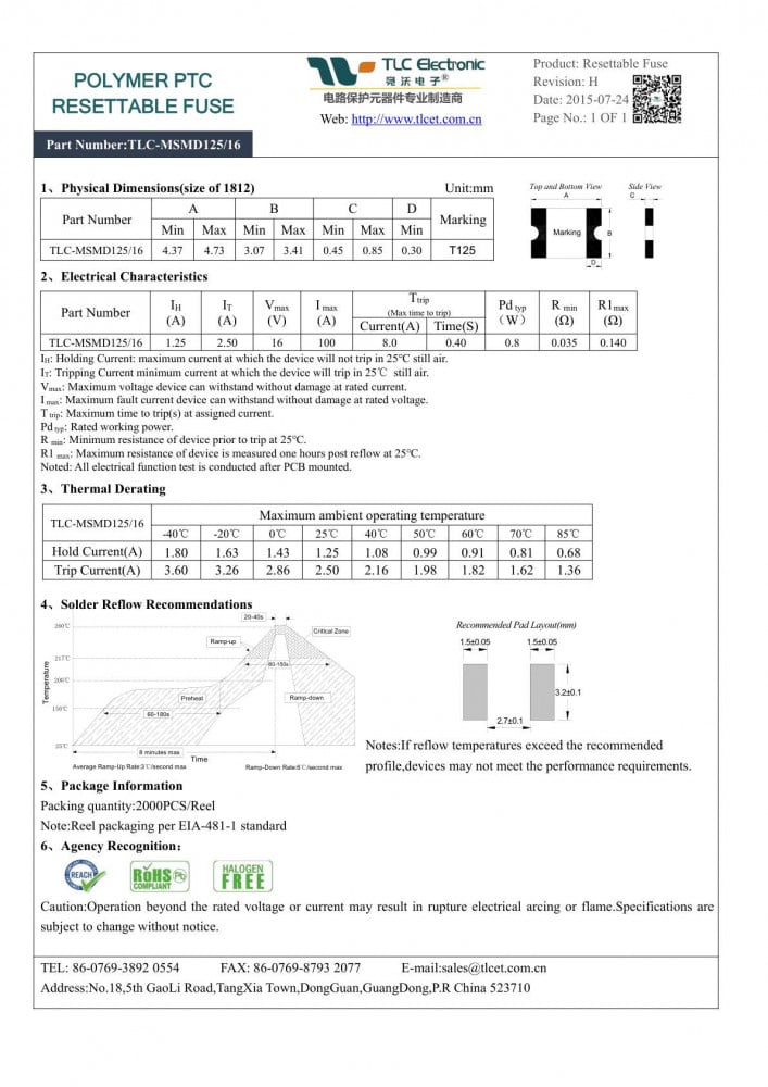TLC-MSMD125/16 manufacturer datasheet page