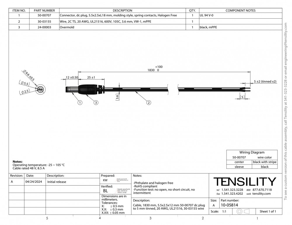 Tensility 10-05814 product drawing