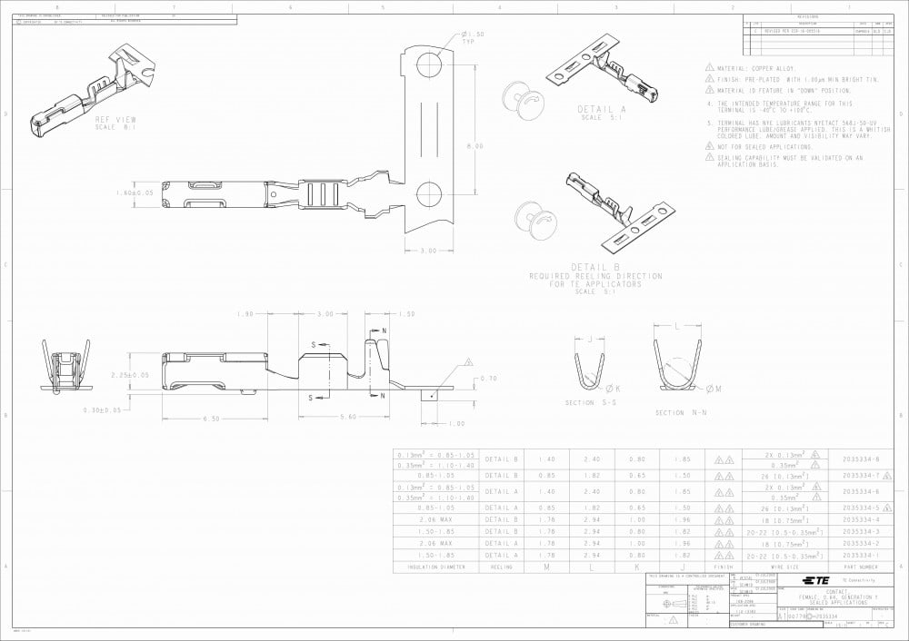 TE Connectivity 2035334-2 controlled drawing