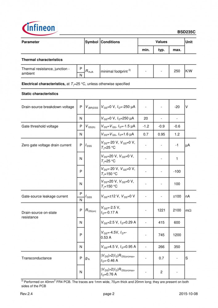BSD235CH6327 datasheet page 2