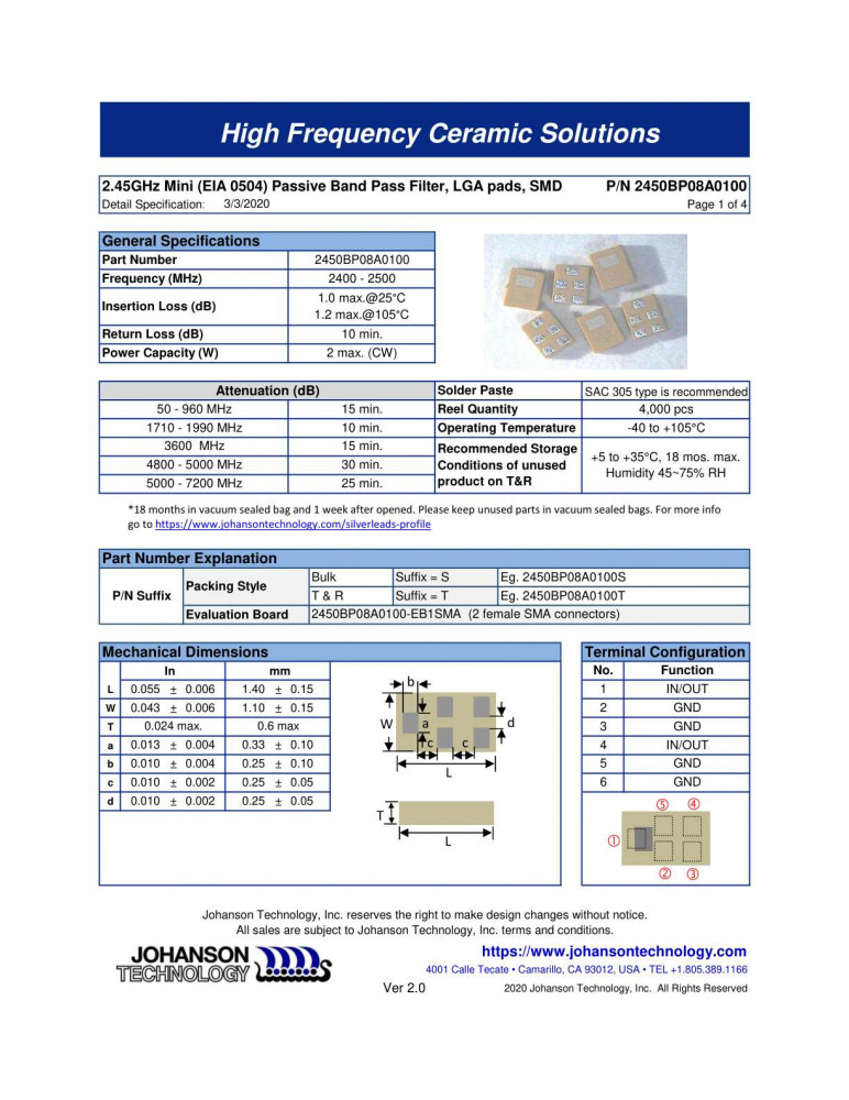 2450BP08A0100 specification sheet, page 1