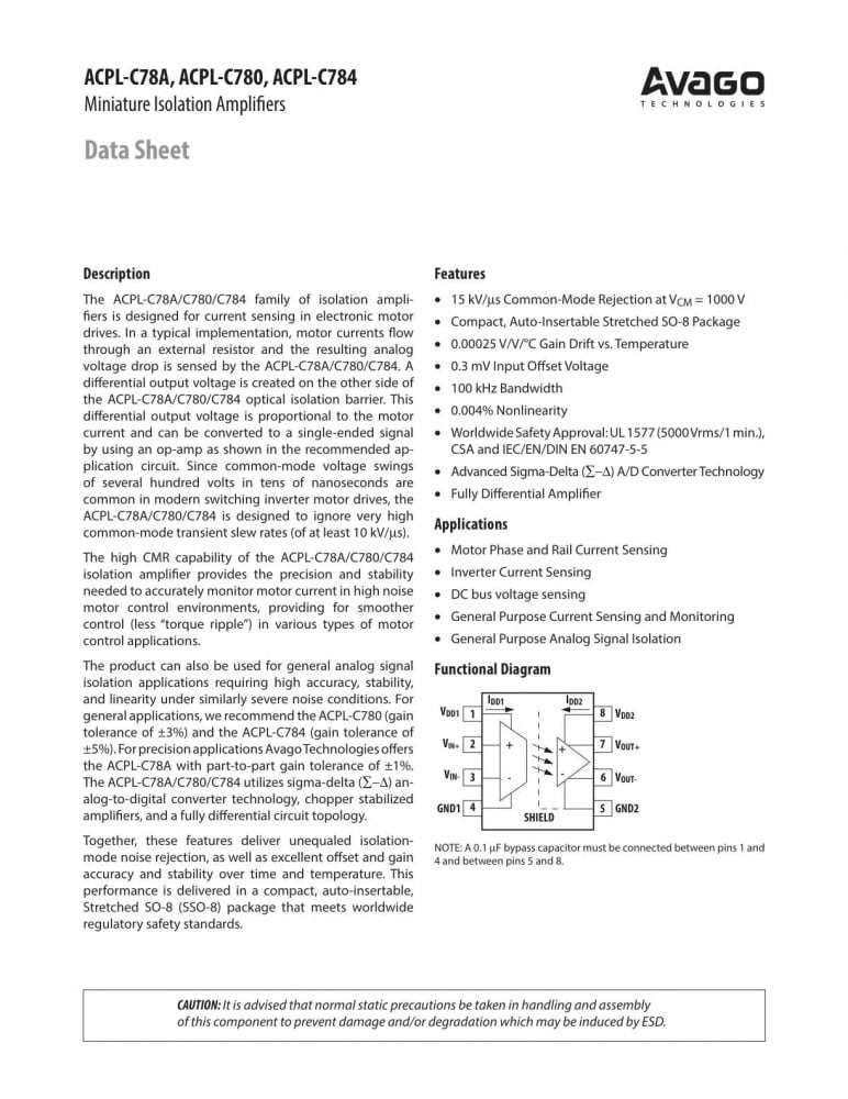 ACPL-C78A datasheet page 1