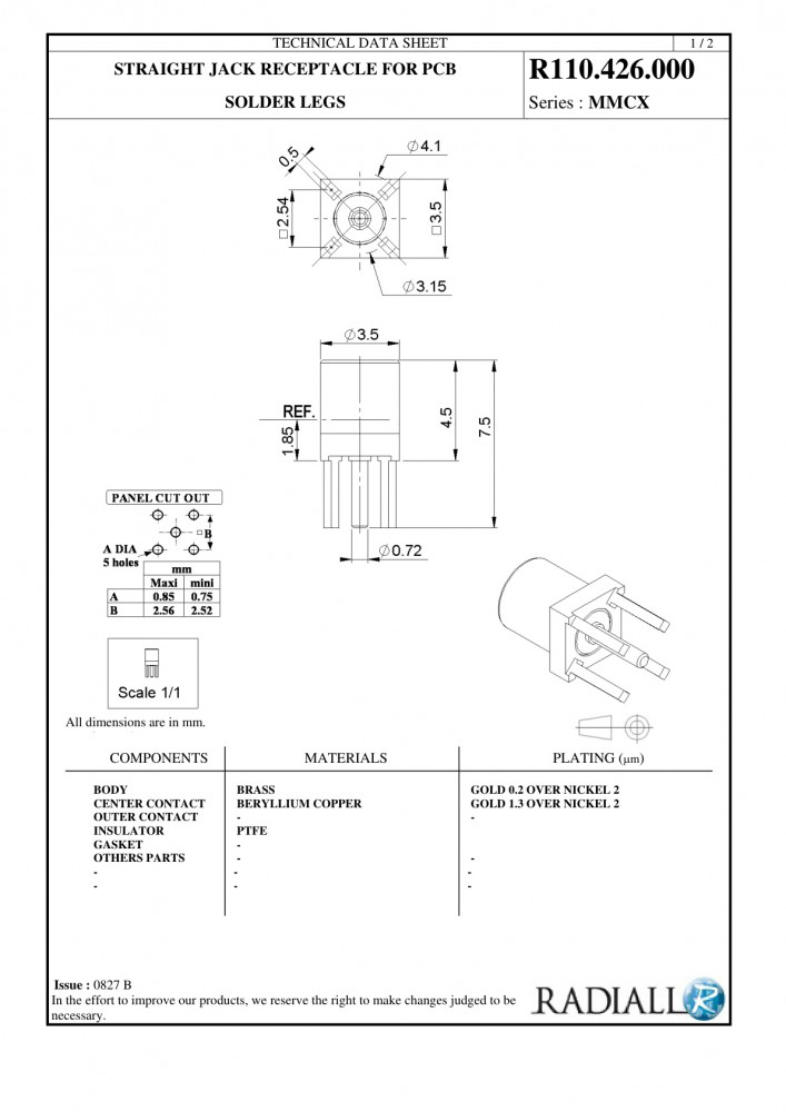 R110426000 technical datasheet page 1
