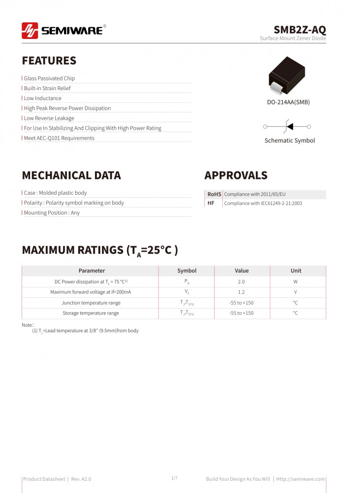 SMB2Z170AQ datasheet page 1
