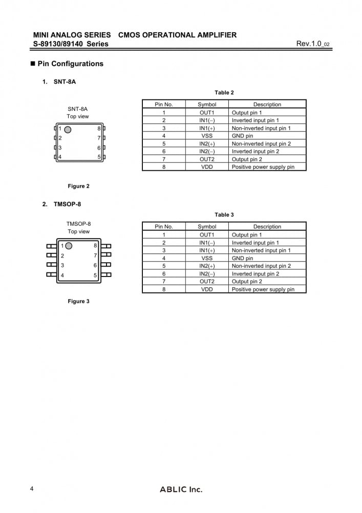 ABLIC S-89140 datasheet page 4