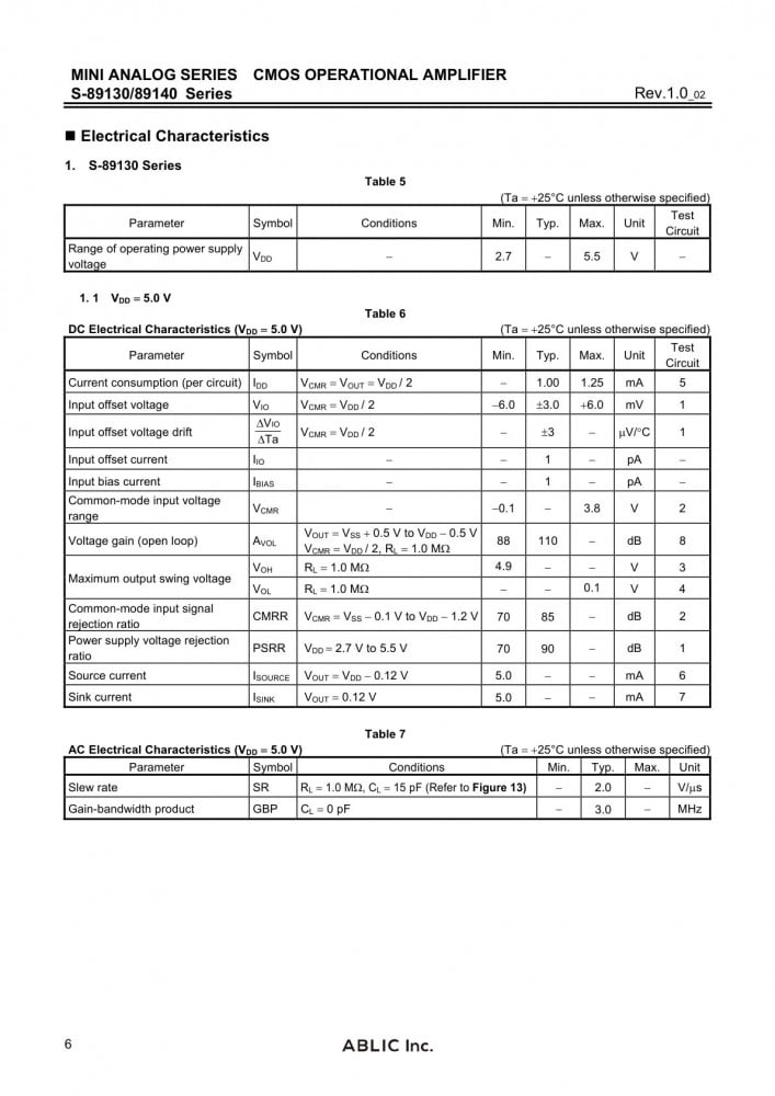 ABLIC S-89140 datasheet page 6