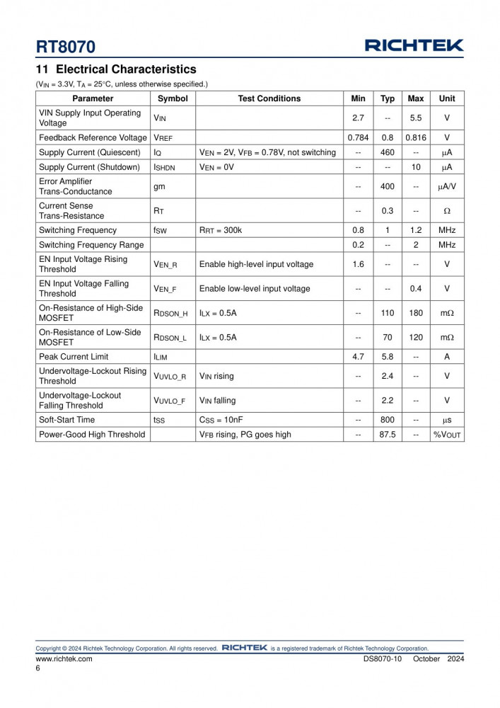 RT8070 datasheet preview, page 6