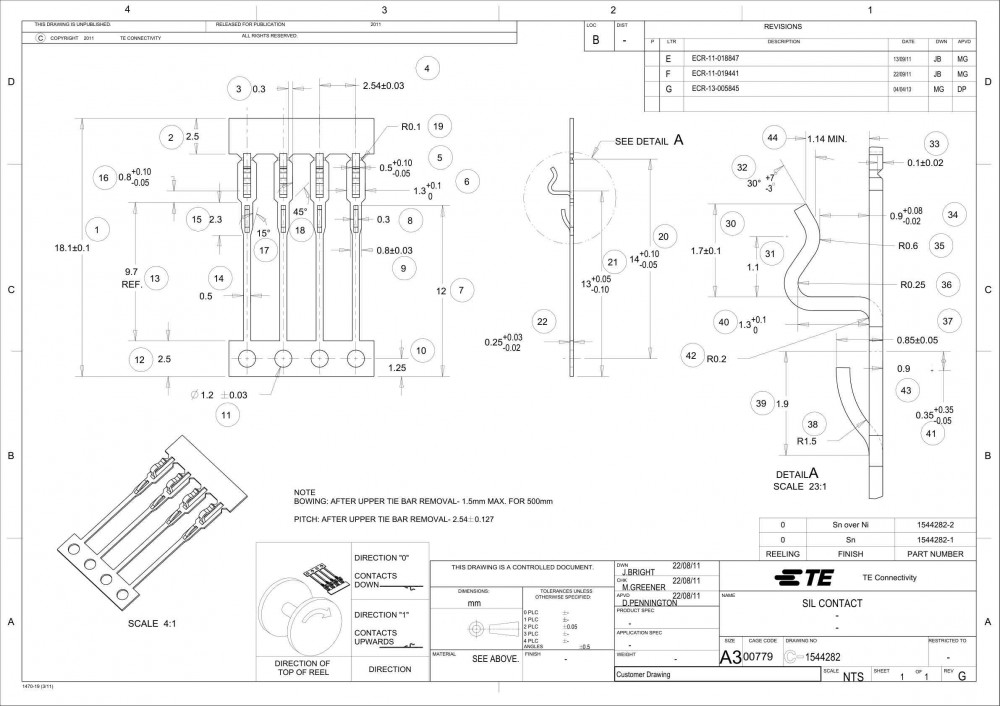 Technical document preview for TE Connectivity 1544282-1