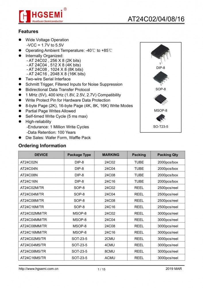 AT24C16M5/TR datasheet page 1