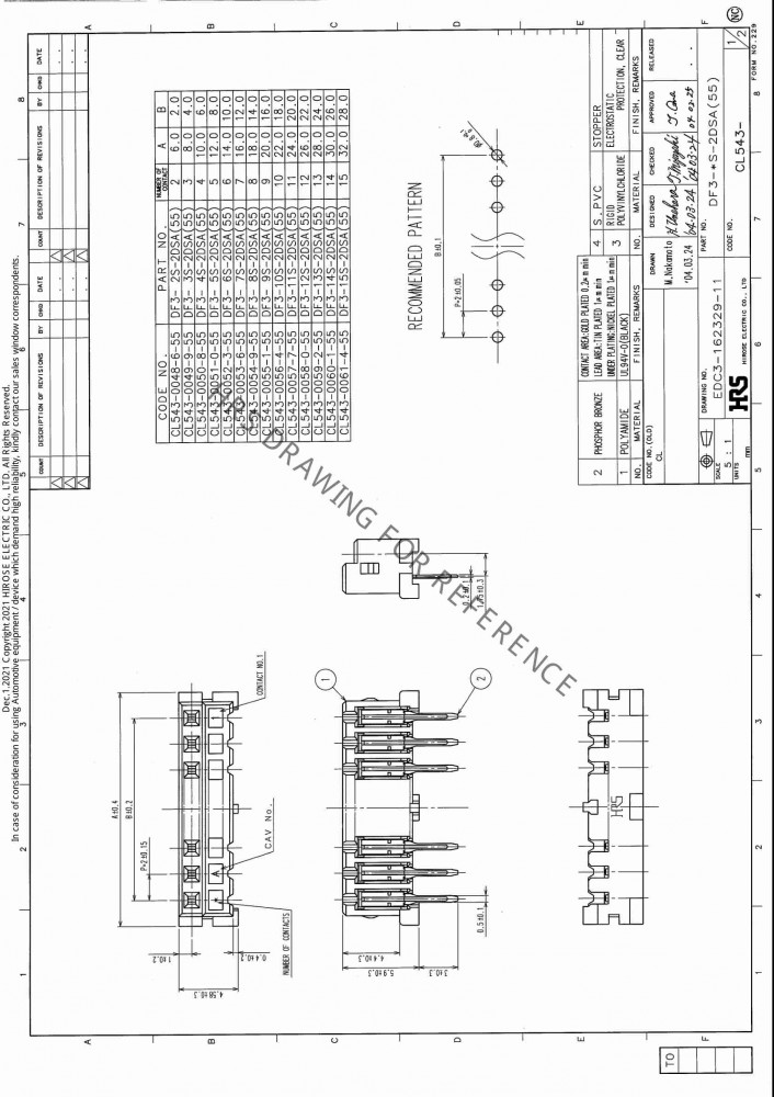 HRS DF3-3S-2DSA(55) technical drawing page 1