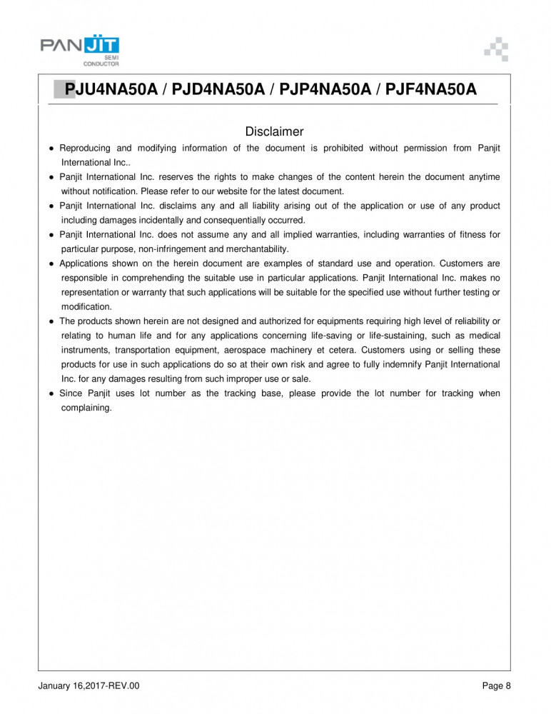 PANJIT PJF4NA50A datasheet page 8