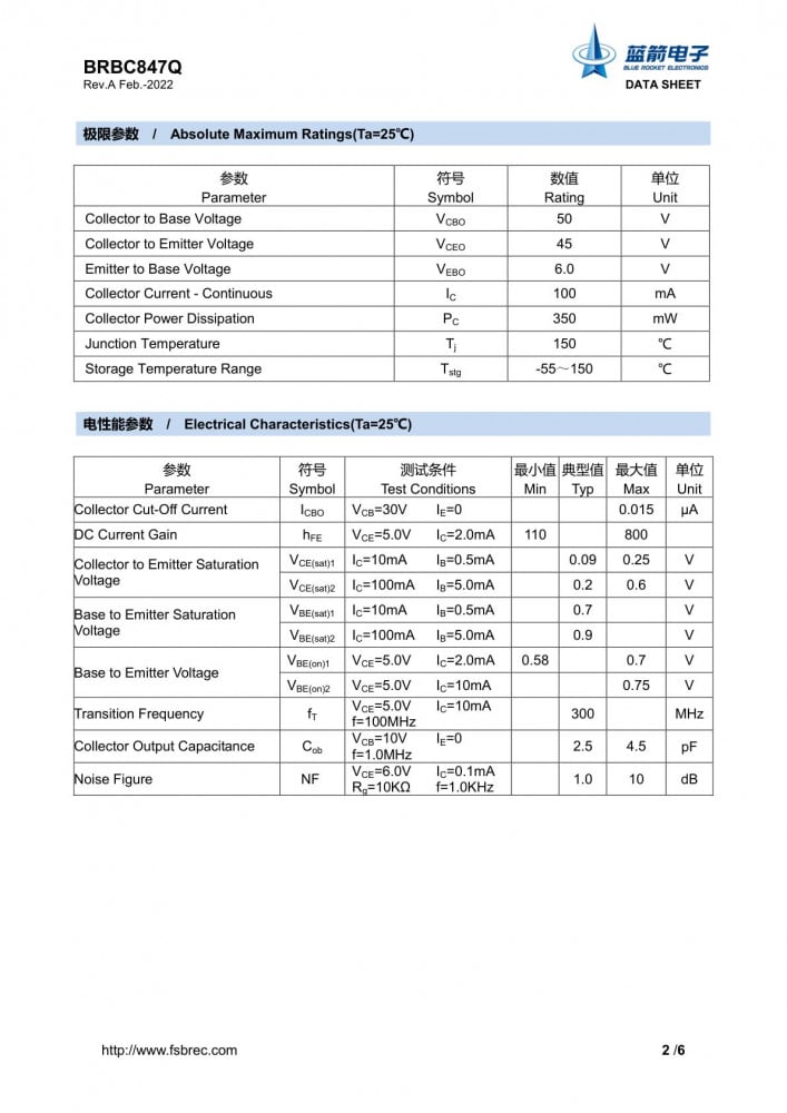BRBC847Q datasheet page 2