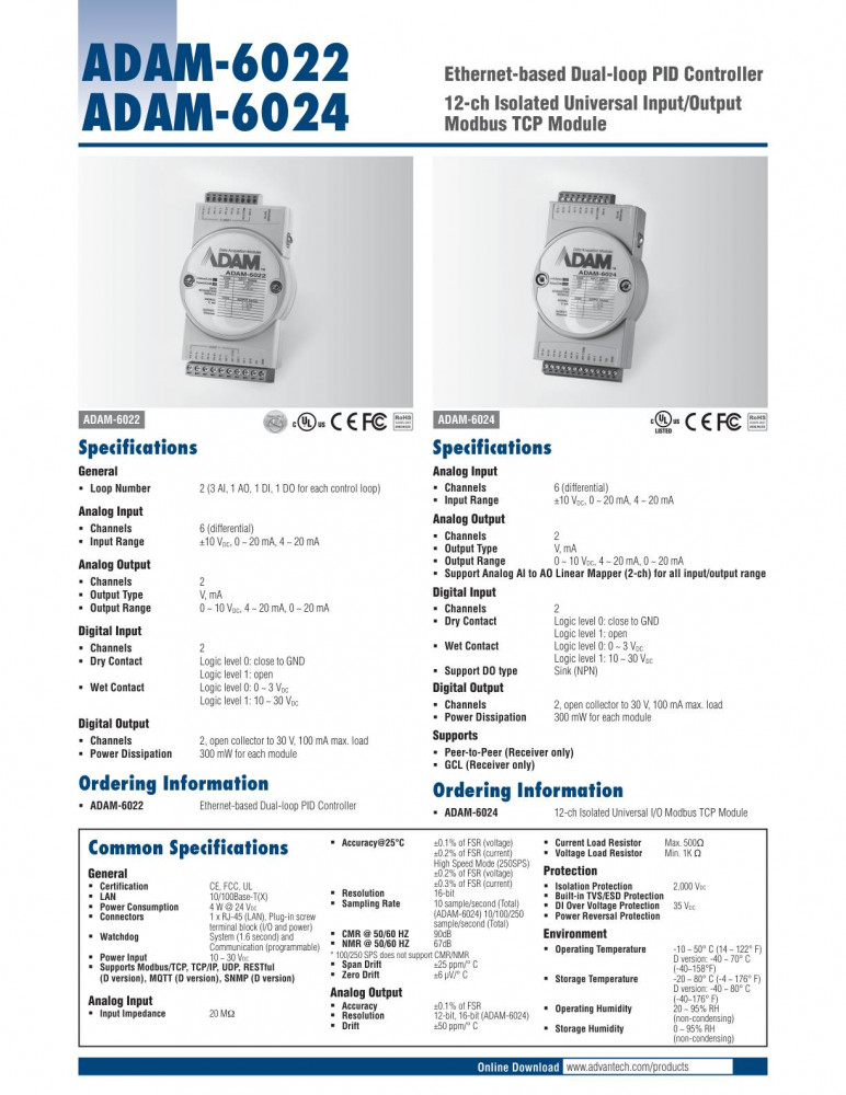 ADAM-6000 series document page 4
