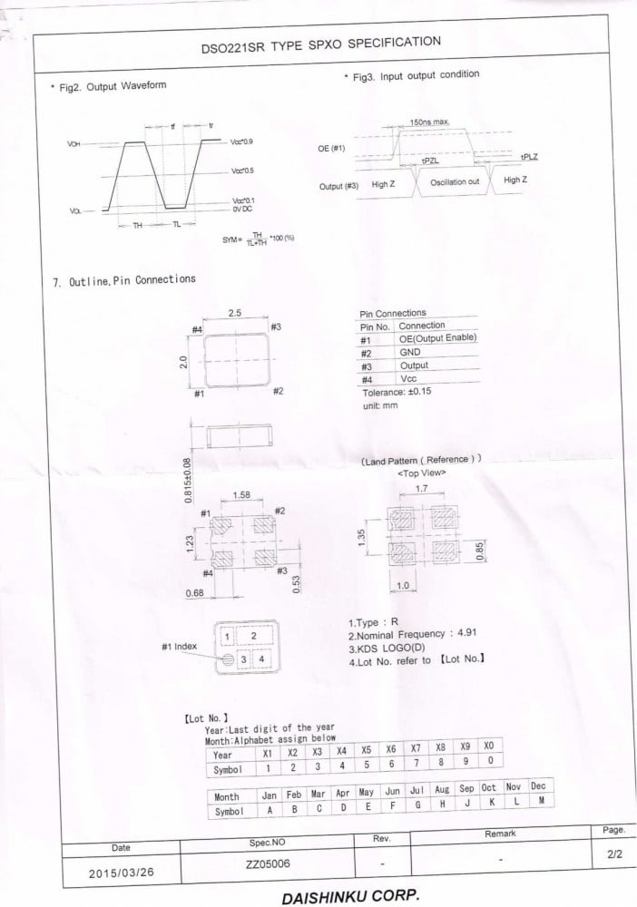 KDS DSO221SR SPXO specification page 2