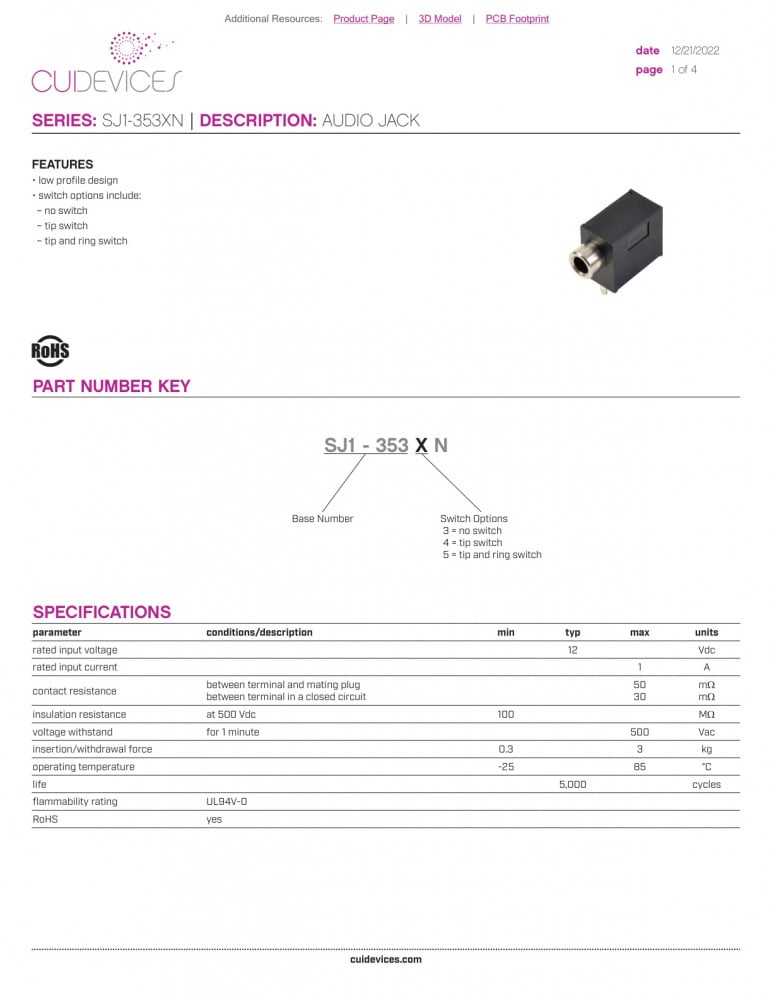 SJ1-3533N technical document page 1