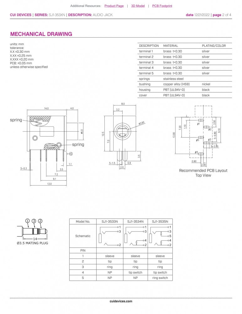 SJ1-3533N technical document page 2