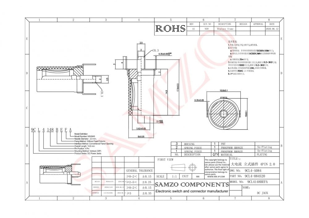 SAMZO 9CL4148BEFA technical drawing