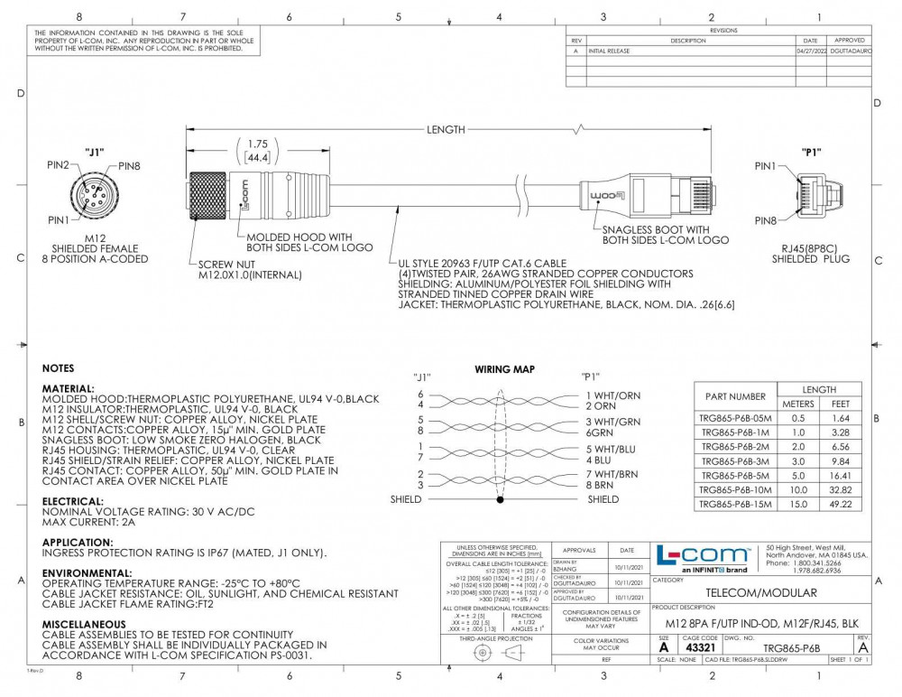 TRG865-P6B technical drawing