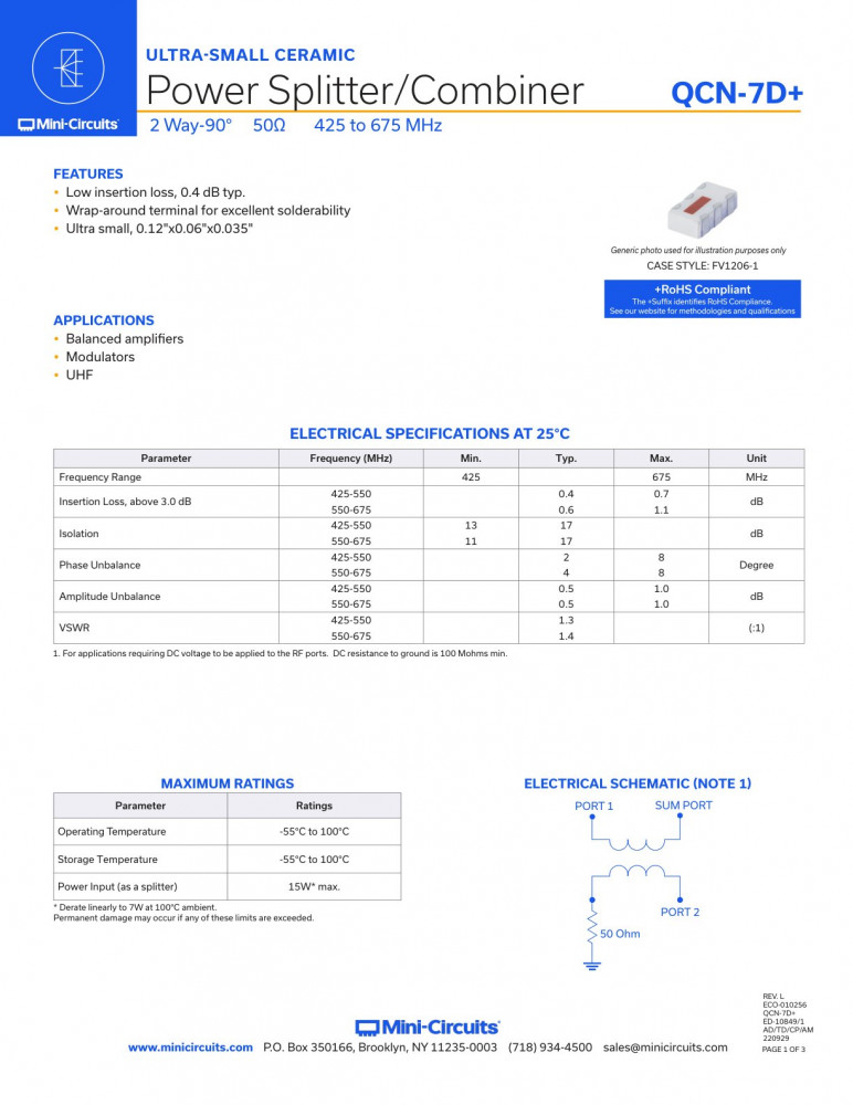 QCN-7D+ datasheet page 1