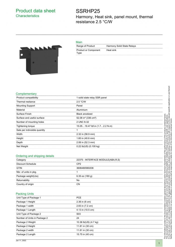 SSRHP25 technical document page 1