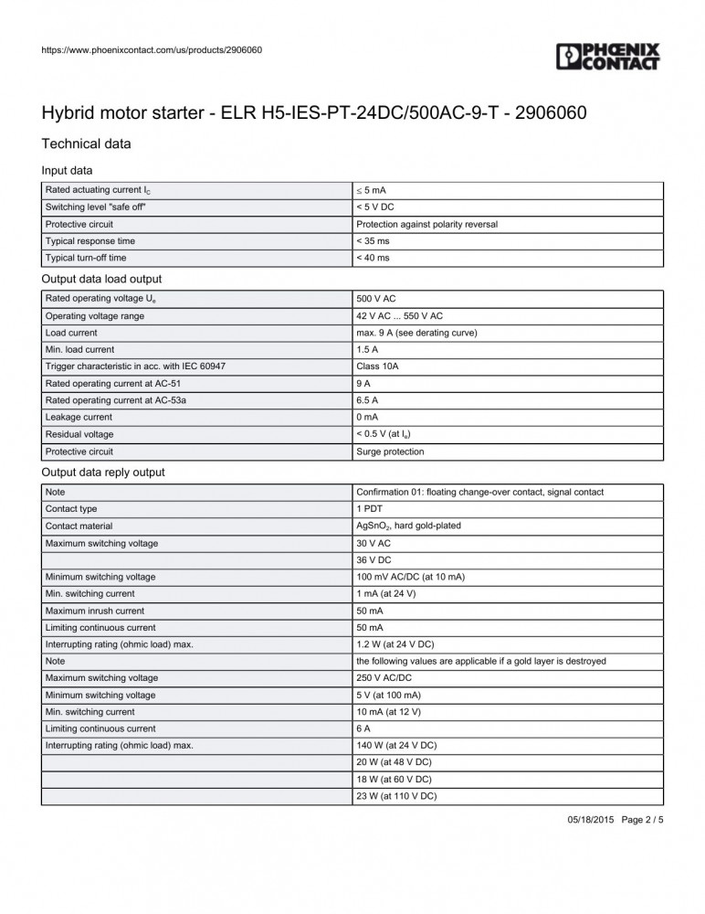 Phoenix Contact 2906060 technical document page 2