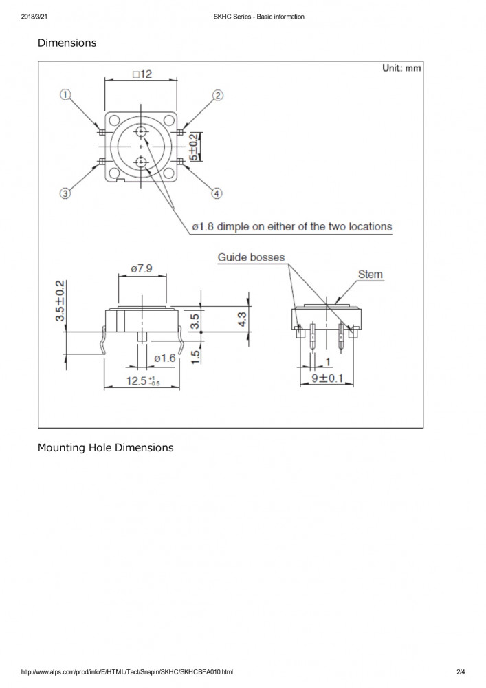 SKHCBFA010 mounting hole dimensions