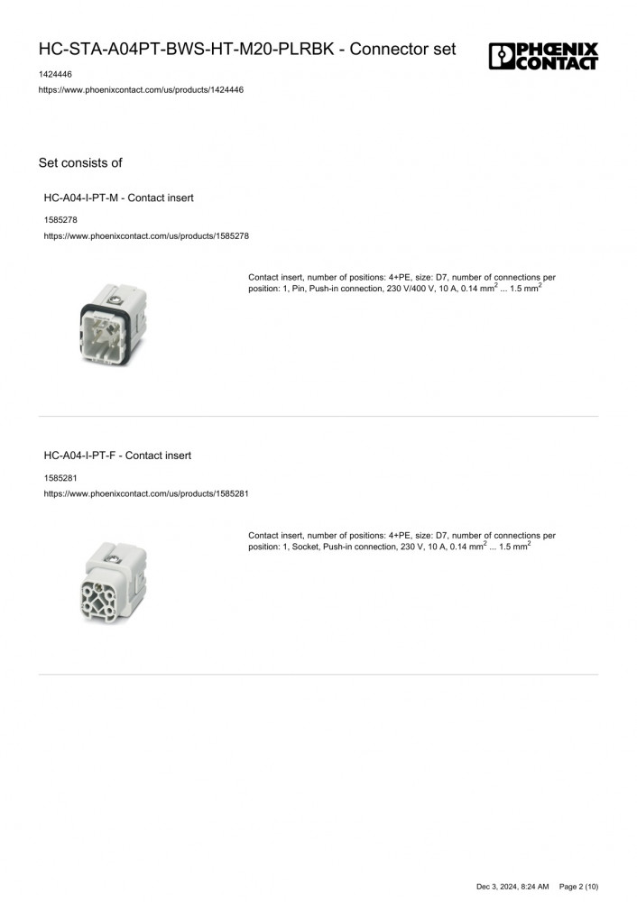 Phoenix Contact 1424446 technical document page 2