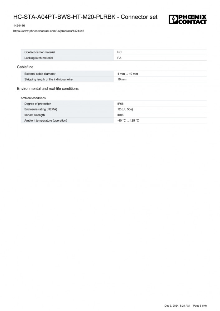 Phoenix Contact 1424446 technical document page 5