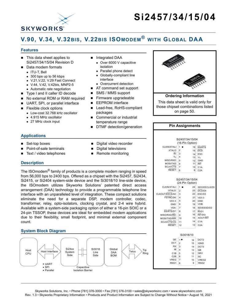 SI2434-C-FT datasheet page 1