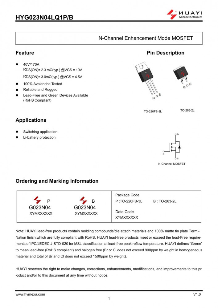 HYG023N04LQ1P datasheet page 1
