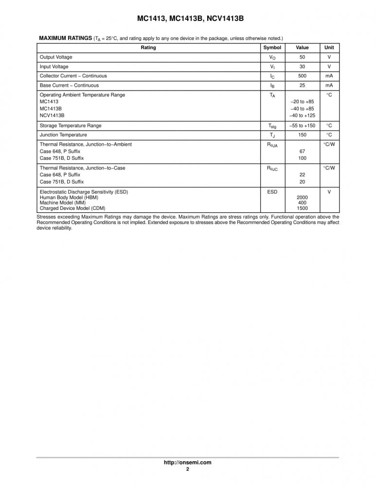 MC1413PG datasheet page 2