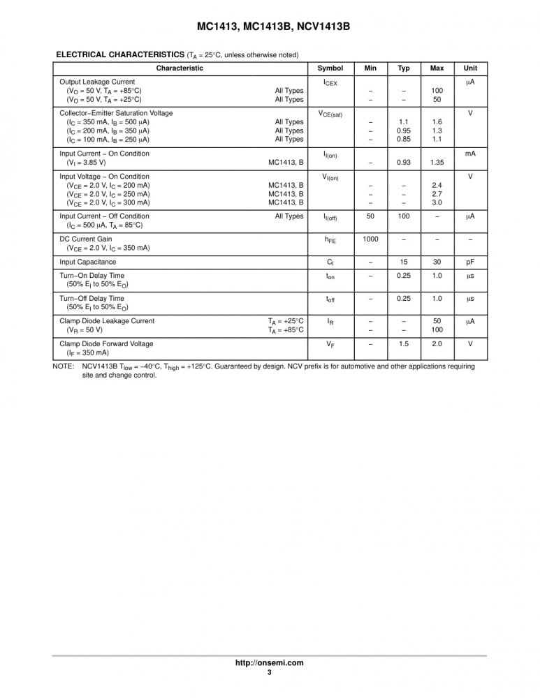 MC1413PG datasheet page 3