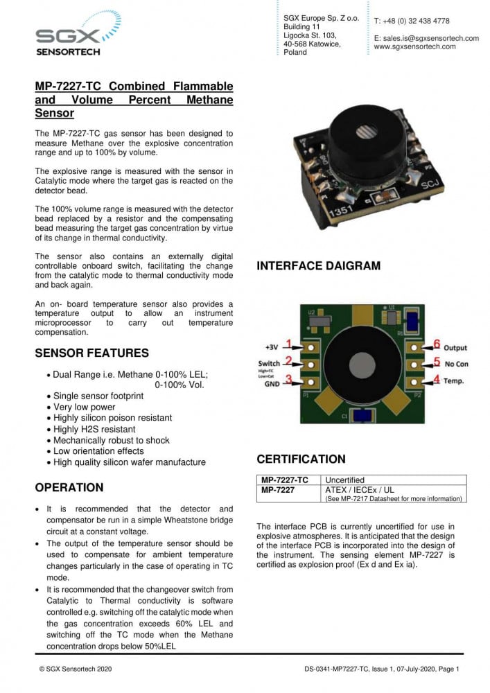 MP7227-TC technical documentation page 1
