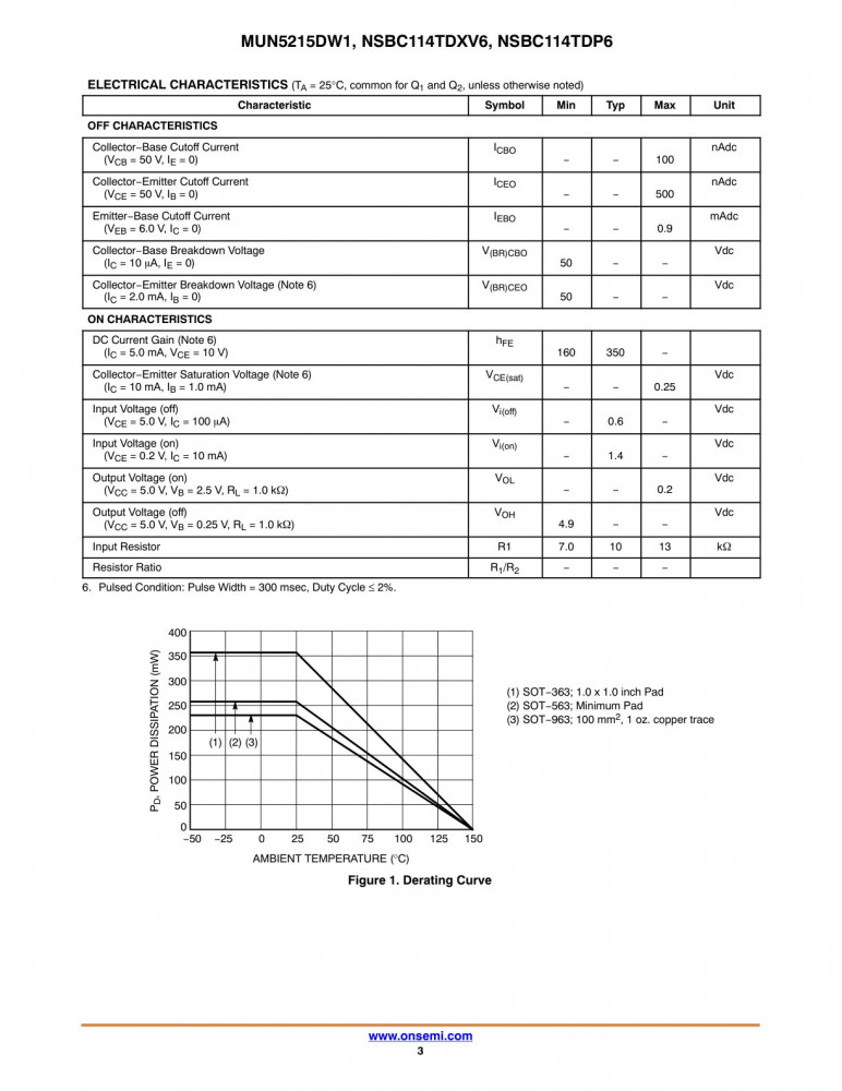 NSBC114TDXV6T5G datasheet page 3