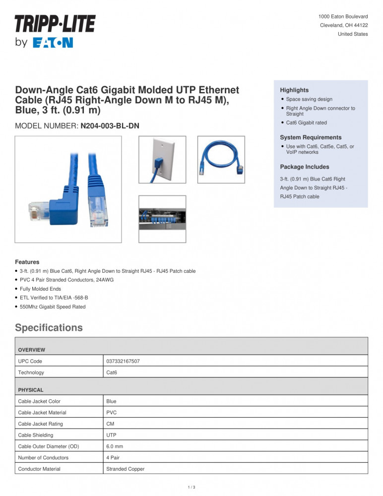 N204-003-BL-DN technical document page 1