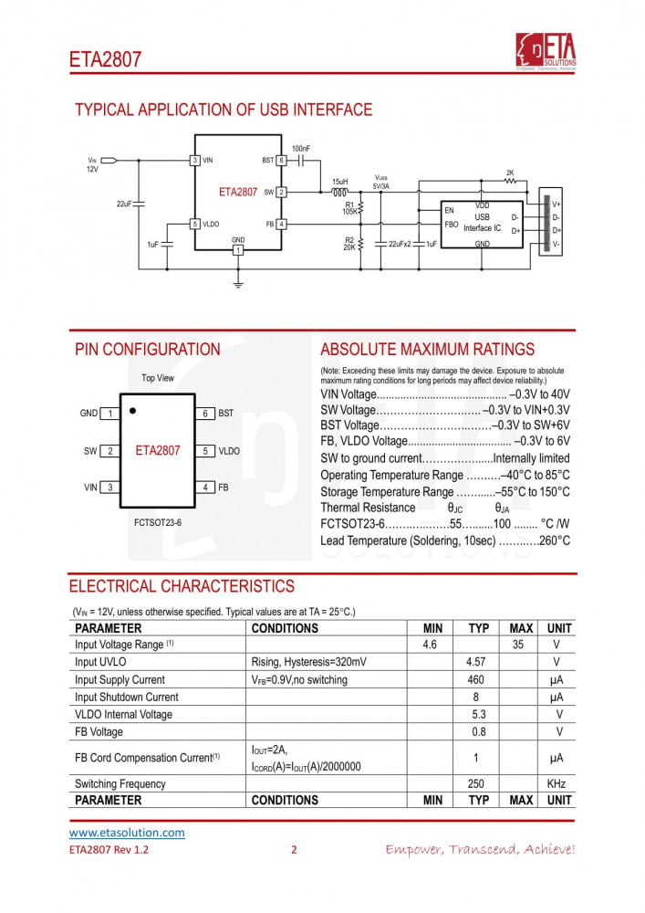 ETA2807FT2G datasheet page 2