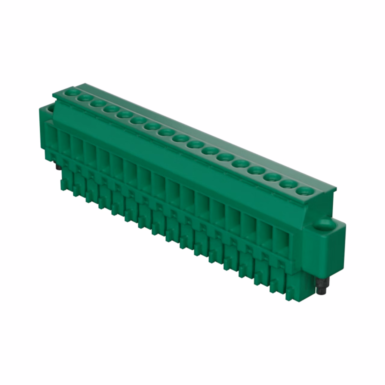 3.50mm Pitch Eurostyle Vertical Plug, with Retention Screws, Front Wire Entry, Green Housing, 17 Circuits for sale