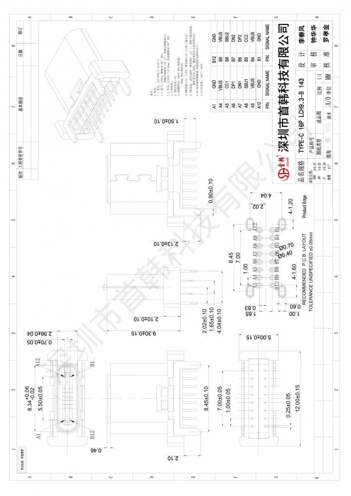 TYPE-C 16P LCH9.3-B 143 approval specification page 1