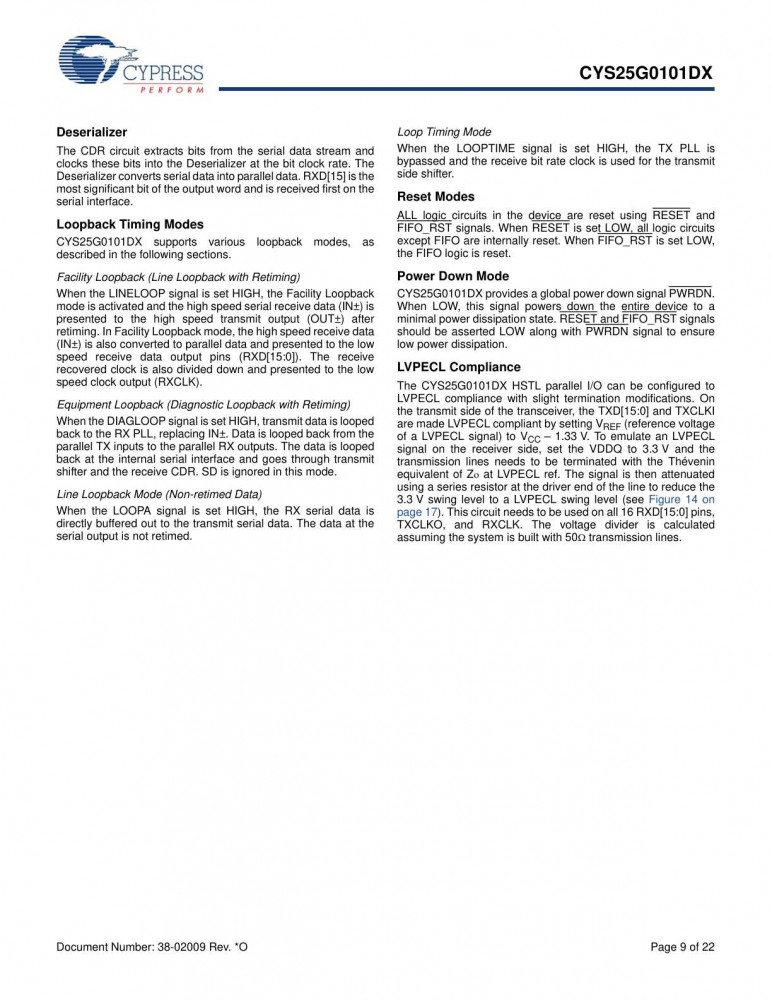 CYS25G0101DX datasheet page 9